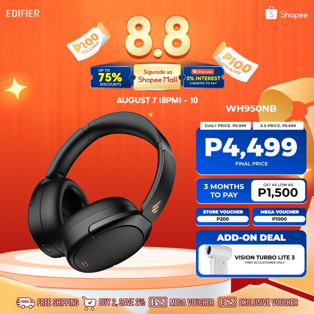 Edifier Wh950nb Anc Hi-Res Wireless Bluetooth Headphones With Enc Mic ...