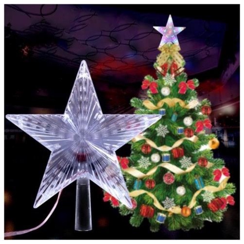 CHRISTMAS TREE TOP TOPPER STAR LED HANGING LIGHT XMAS DECOR GLITTER ...