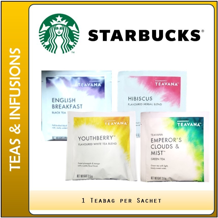 STARBUCKS Teavana Retail PER SACHET, English Breakfast, Green Tea ...