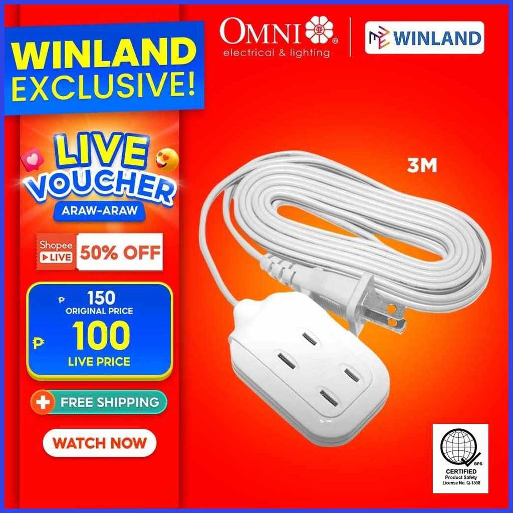 Omni by Winland Dual Portable Extension Cord Set 3 Meter Wire WDP-303 ...
