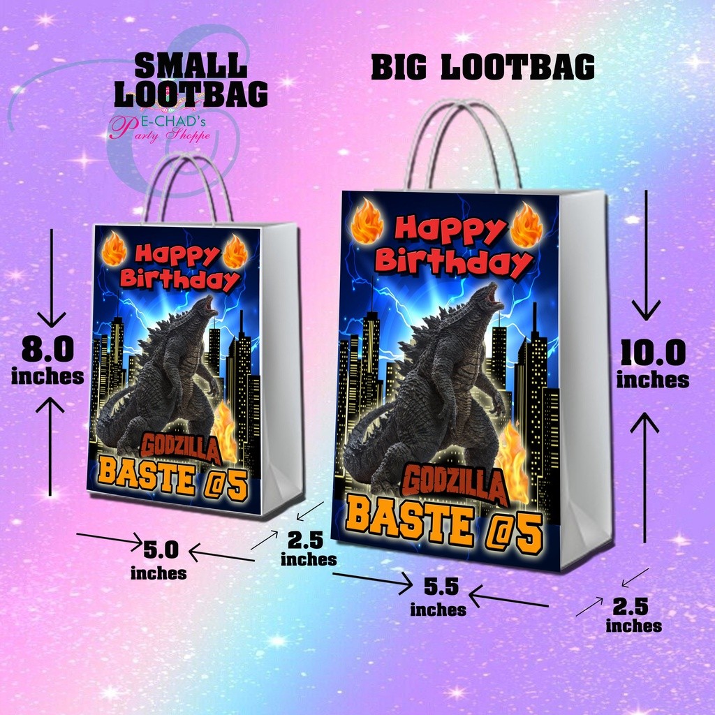 Godzilla theme customize party paper bag / lootbag (sold by 10's ...