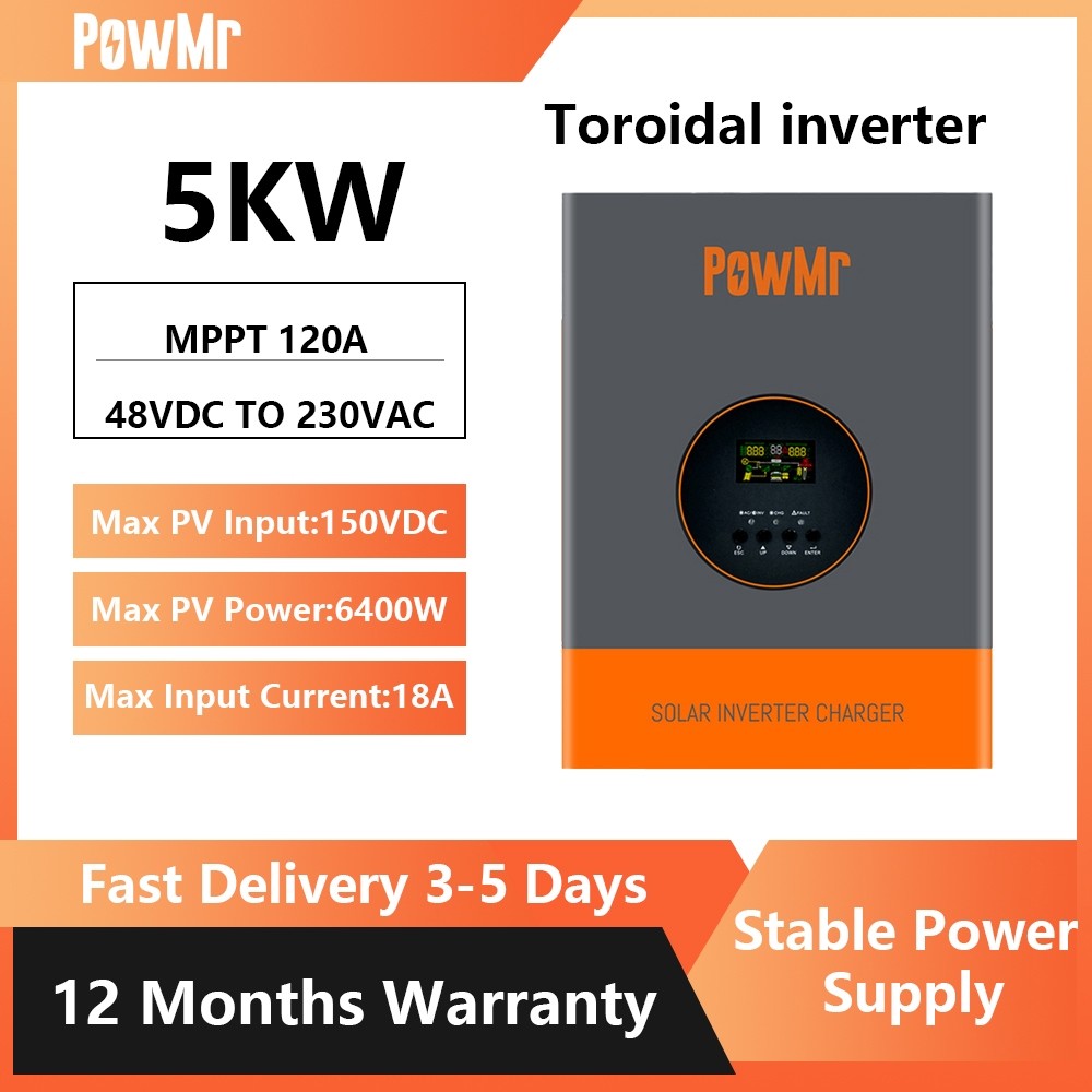 [Toroidal inverter] PowMr 5KW Low Frequency Hybrid Inverter Off Grid ...