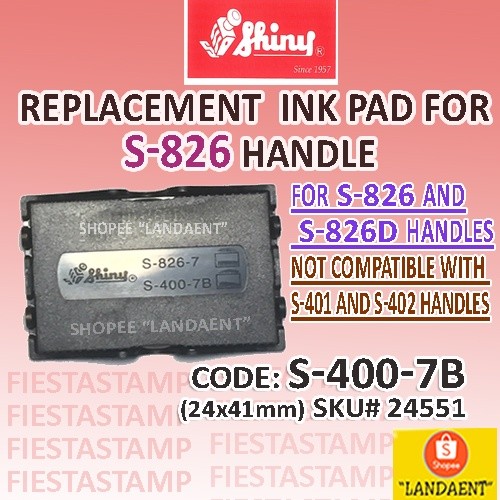 Shiny Replacement Ink Pad (S-400-7B) for Model Shiny S-826 Handles ...