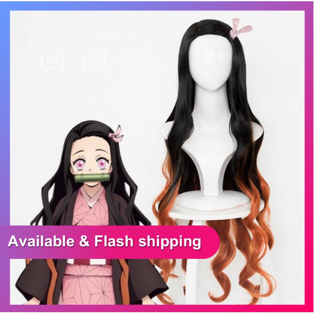 Demon Slayer Nezuko cosplay Nezuko Wig for Kids Adult Women wig Anime ...
