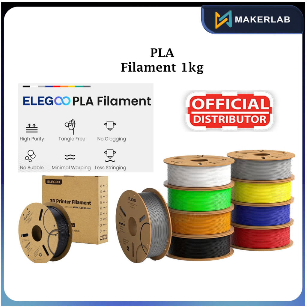 ELEGOO PLA Filament 1.75mm 1KG Cardboard Spool 3D Printing Filament ...