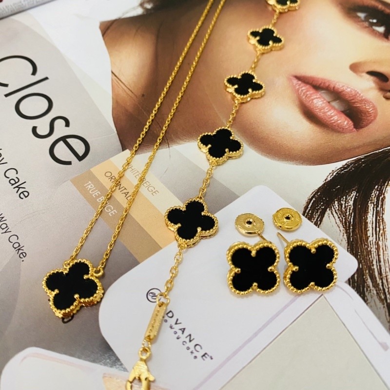 [LILY]High Quality Van Cleef Gold Vca Set Gold Earrings Bracelet ...