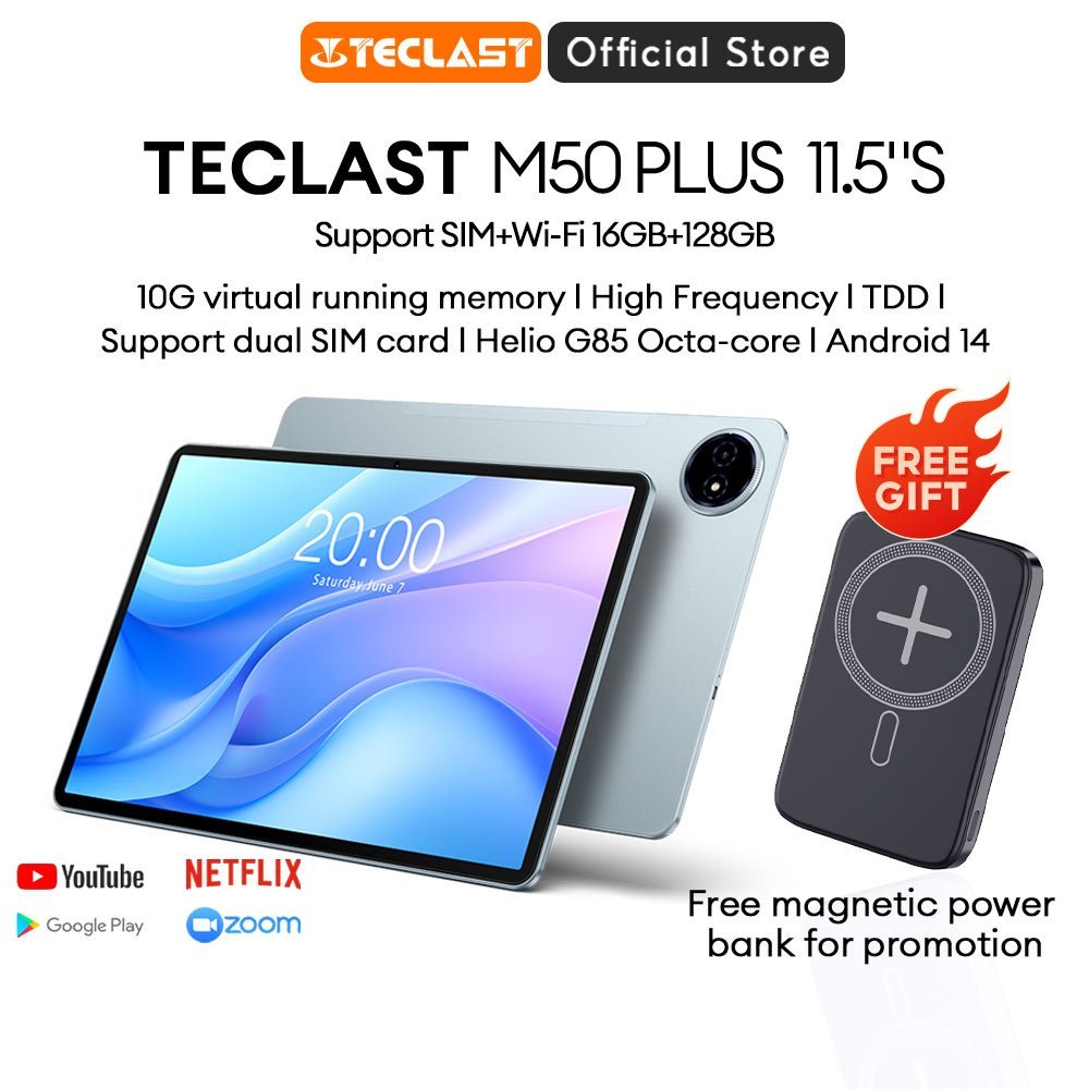 Teclast M50 PLUS 10.1 Android 14 Tablet 16GB RAM + 128GB Dual SIM 4G ...