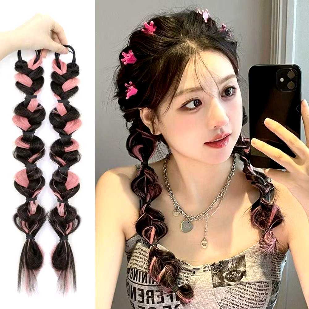 Fashion Long Hair Ponytail Wig boxing braid bubble braid lantern braid ...