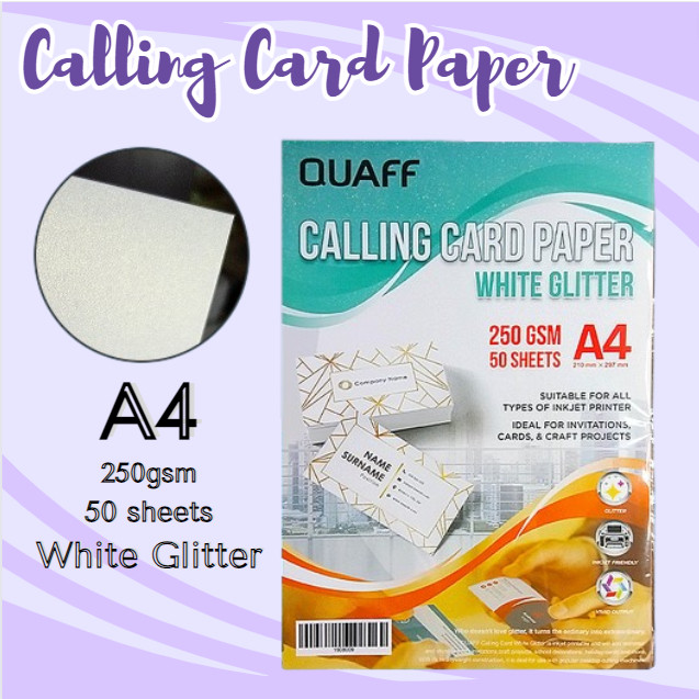 QUAFF Calling Card Paper 250GSM A4 White(Glitter) | Shopee Philippines