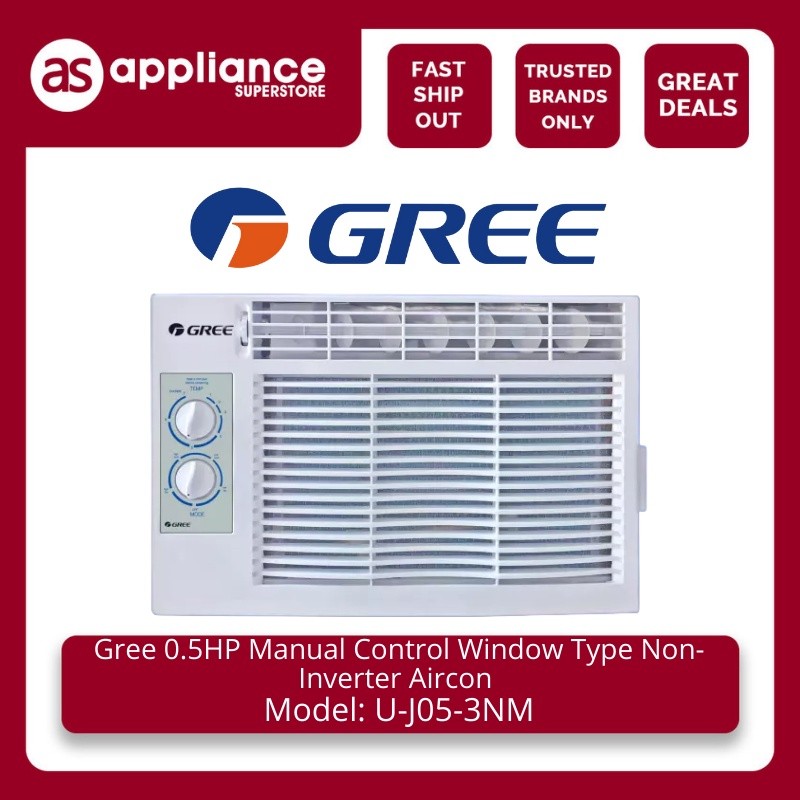 Gree 0.5HP Manual Control Window Type Non-Inverter Aircon U-J05-3NM ...