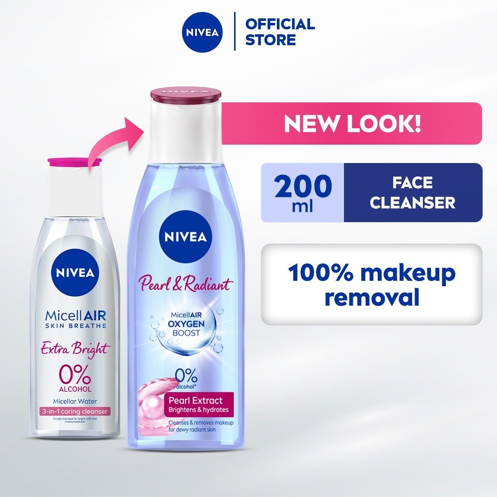 NIVEA Face Cleanser MicellAIR Pearl & Radiant, Makeup Remover, Micellar ...