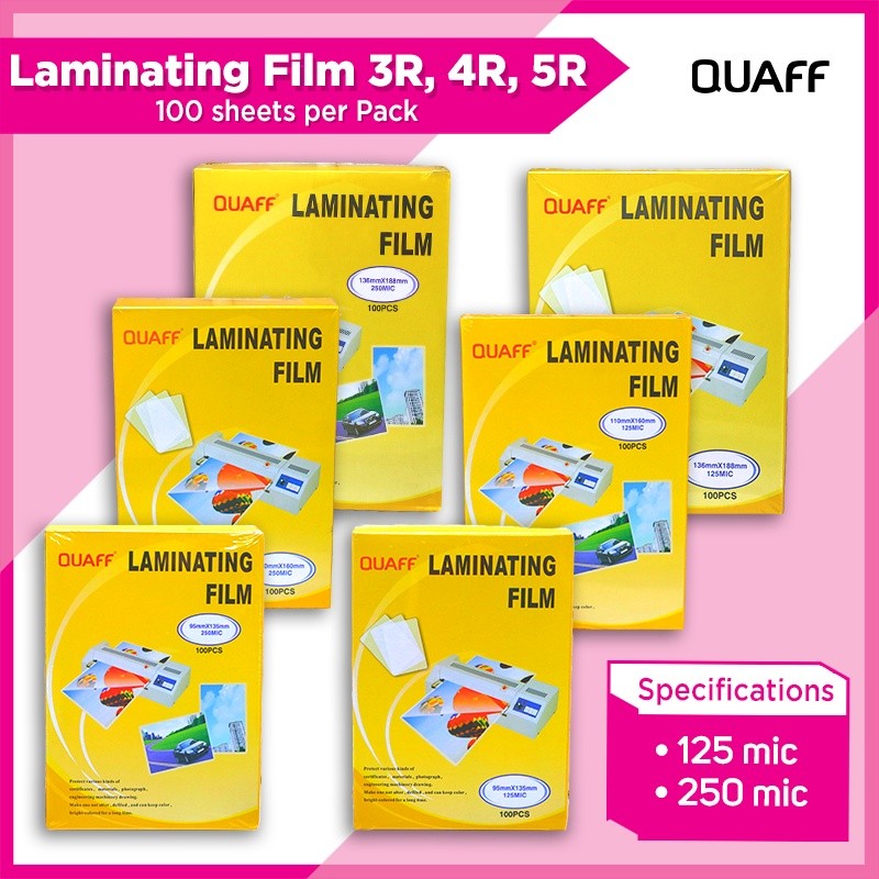 QUAFF Laminating Film 4R // 5R // 3R size 100pcs per pack || 250microns ...