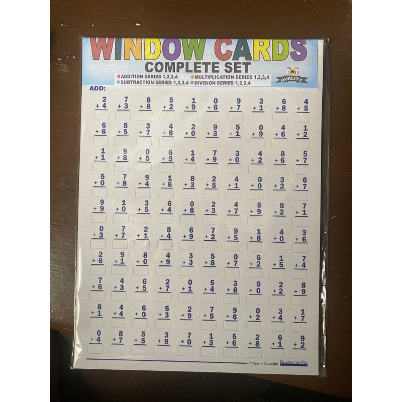16 pcs Window Cards Complete Set Series 1-4 Addition, Subtraction ...