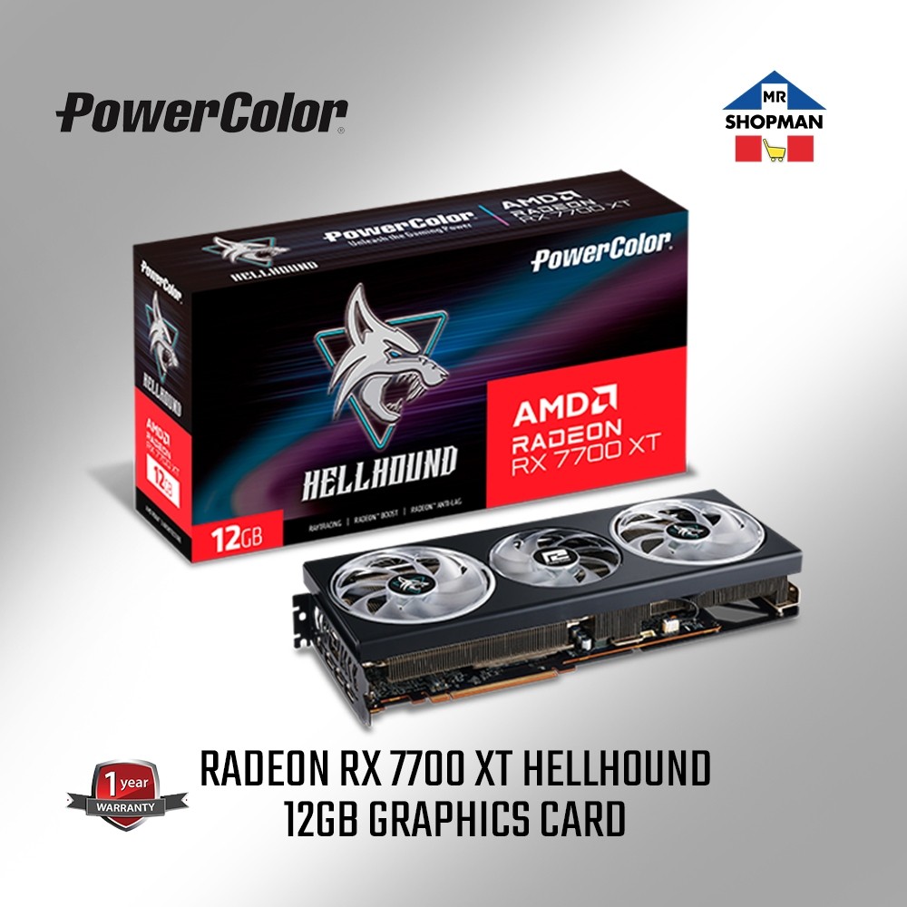 PowerColor Hellhound AMD Radeon RX 7700 XT 12GB GDDR6 Graphics Card Gpu ...