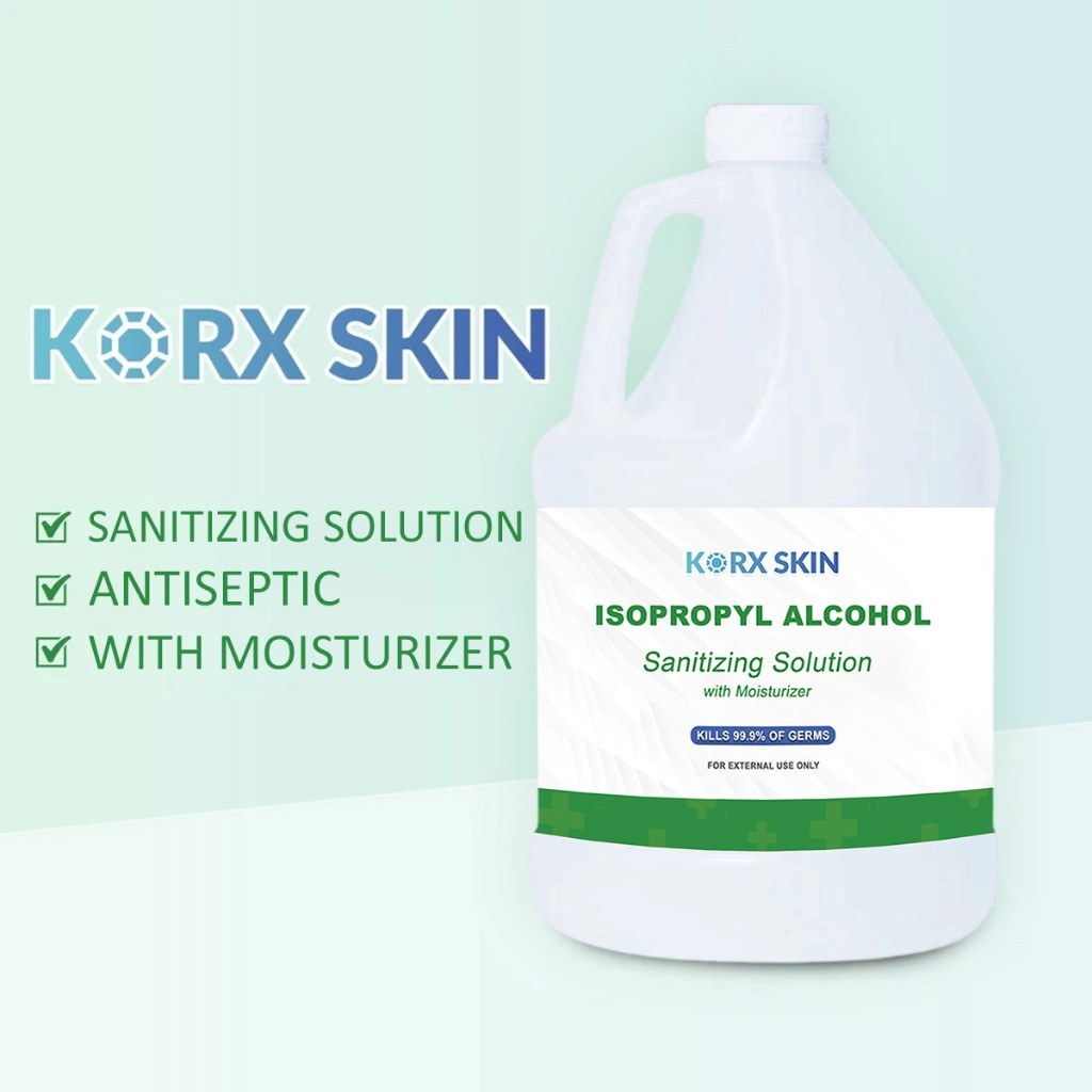 KORX SKIN ISOPROPYL ALCOHOL SANITIZING SOLUTION 1>eo)GALLON,>rm)half>P ...