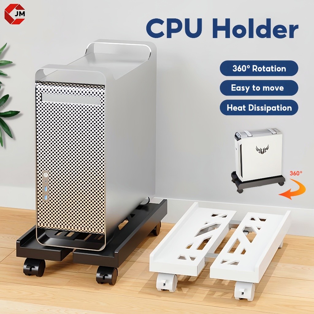 Under Desk CPU Holder Computer Stand with 4 Caster Wheels Adjustable ...