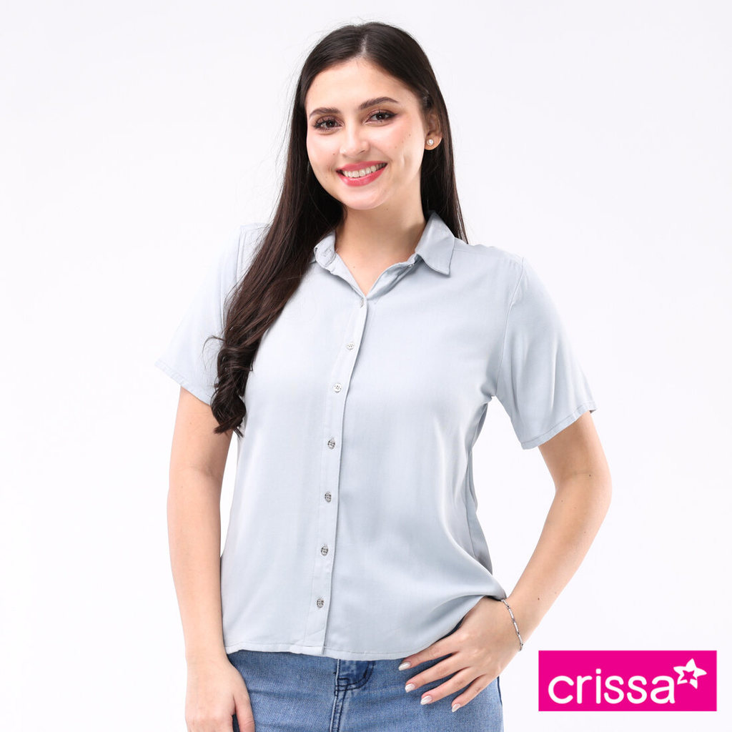 Crissa Single Twill Woven Short Sleeves Blouse CSLT25-0101 [Blouse for ...