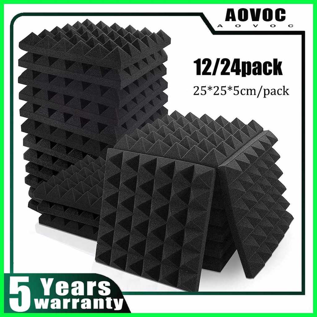 24 pcs -Soundproofing Foam Sound Absorption Pyramid Studio Treatment ...
