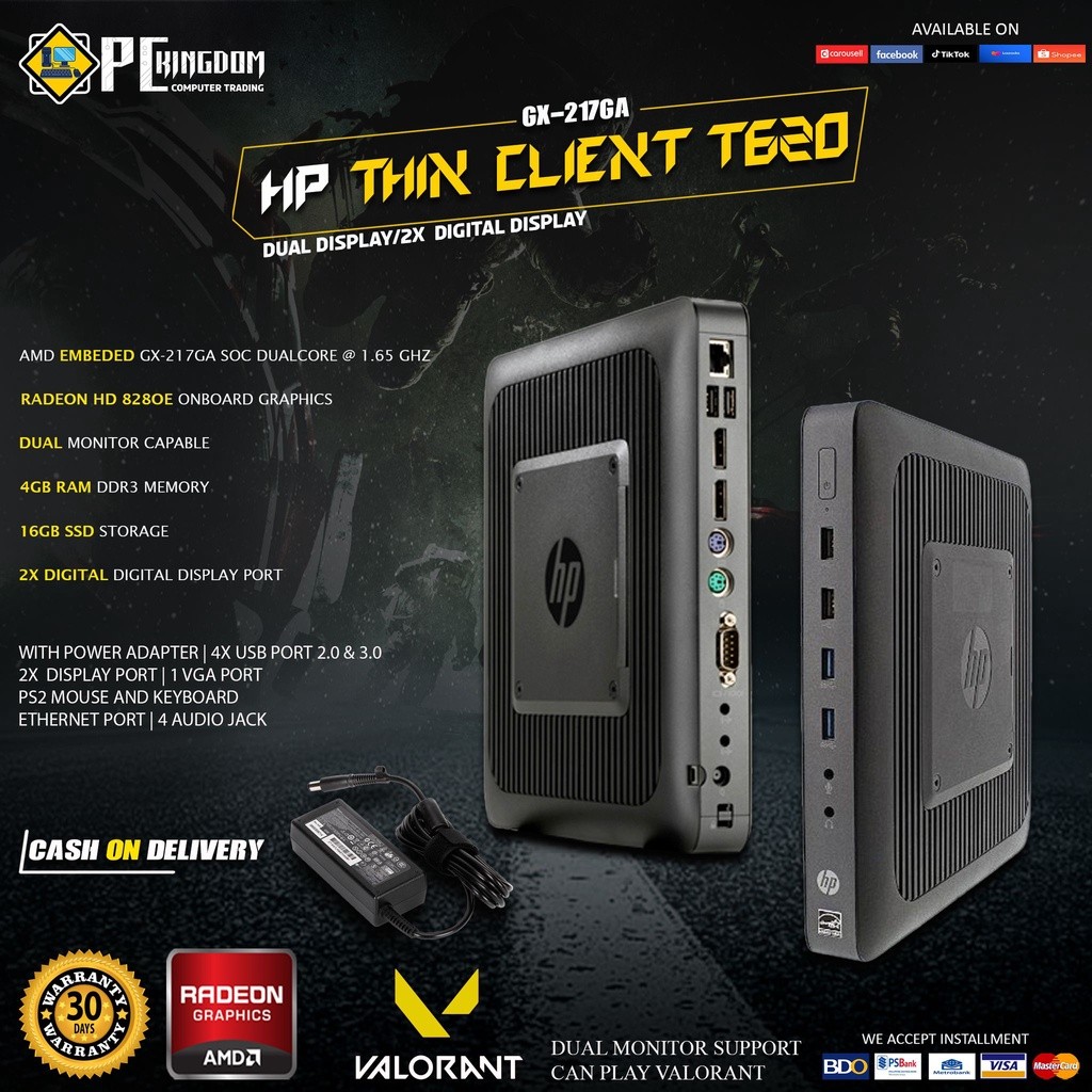 HP THIN CLIENT T620|T630|T620 PLUS 4gb-8gb 16gb|120gb|256gb M.2 SSD w/ power adaptor |Pckingdom ...