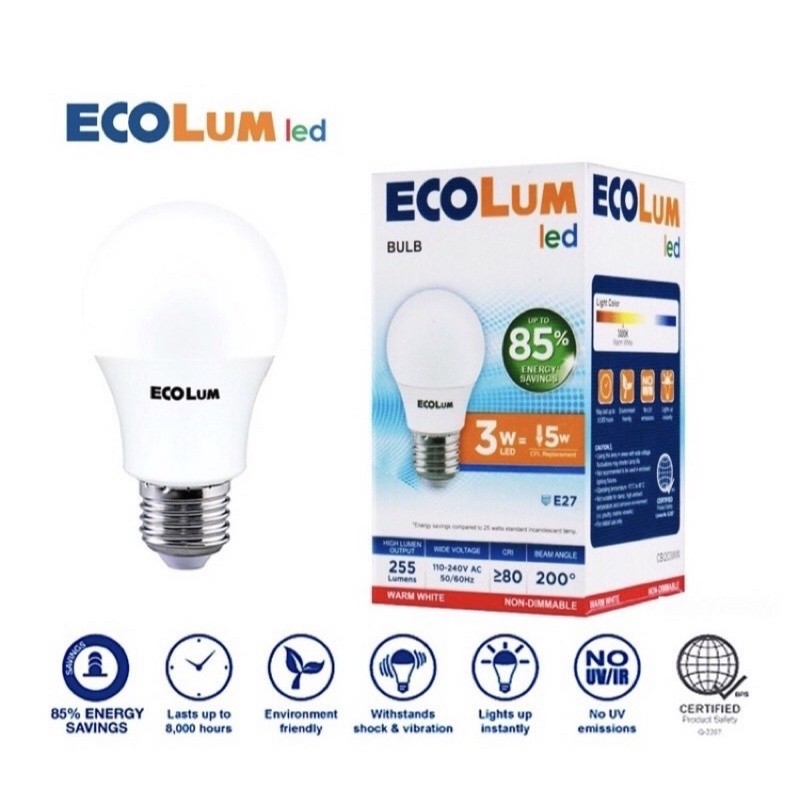 LED ECOLUM Daylight and Warm White / BOMBILYA/ILAW | Shopee Philippines