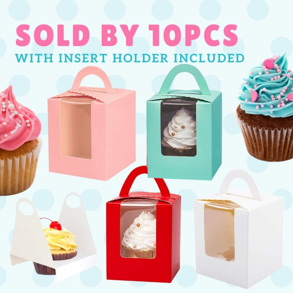 FP641 (10 PCS) Pastry Box with Insert Holder Single Solo Cupcake ...