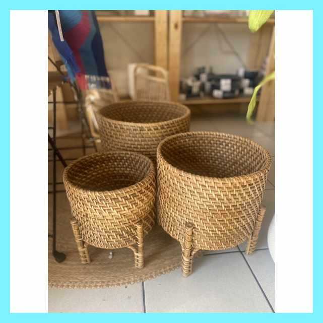 Native handwoven labtang/rattan planter with stand | Boho (sold per pc ...