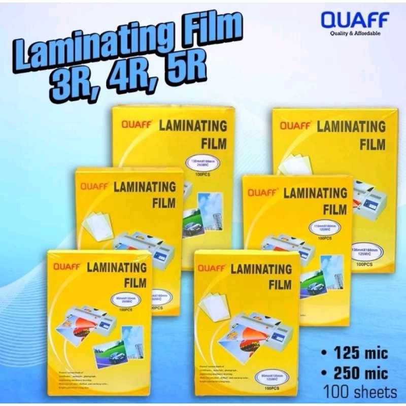 3R / 4R / 5R || 125 Micron & 250 Micron QUAFF Laminating Film (100 pcs ...