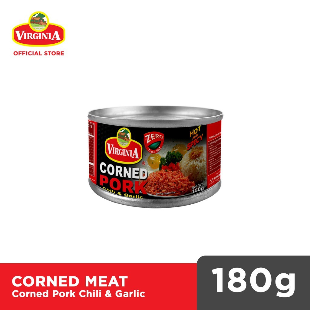 Virginia Corned Pork Chili & Garlic 180g | Shopee Philippines