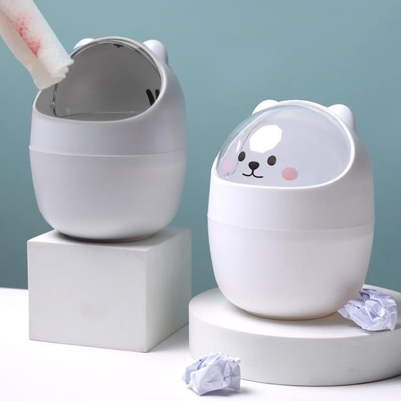 Mini trash can desktop flip trash can office desk trash can cartoon ...