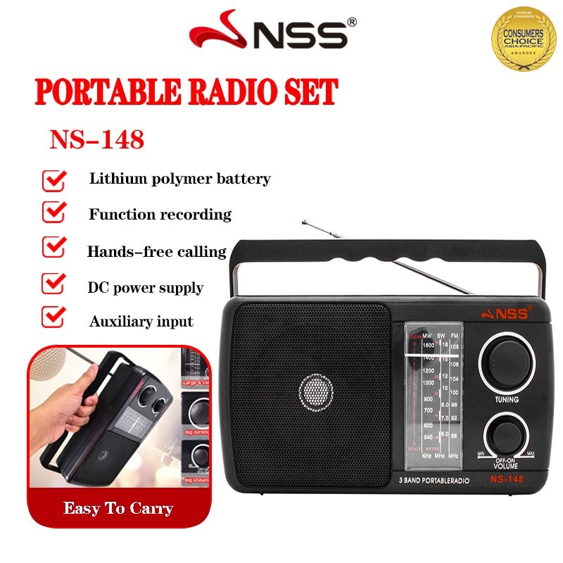 NSS Portable Radio FM/MW/SW3 Band Radio HIFI Multimedia Speaker System ...