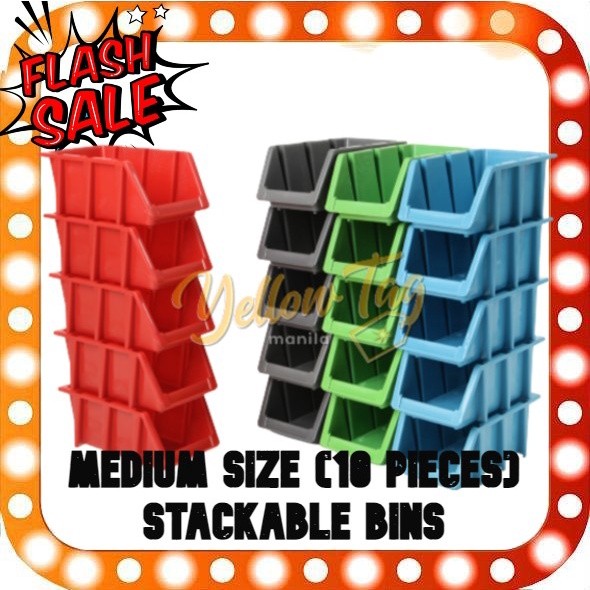 10 PCS MEDIUM Stackable Bin Boxes Storage Organizer Supplies Tools Bins ...