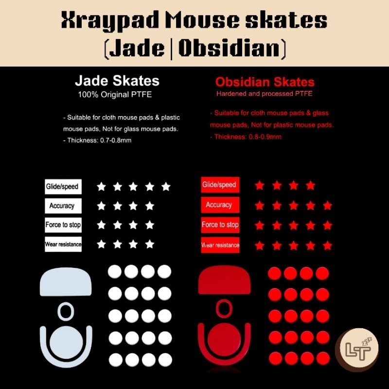 Xraypad Jade / Obsidian Mouse skates (dots, logitech, razer, pulsar ...
