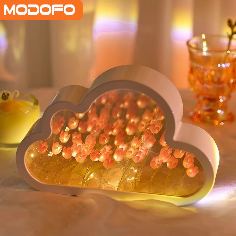 Christmas Giftt For Girlfriend Tulips Mirror Lamp Birthday DIY Useful ...