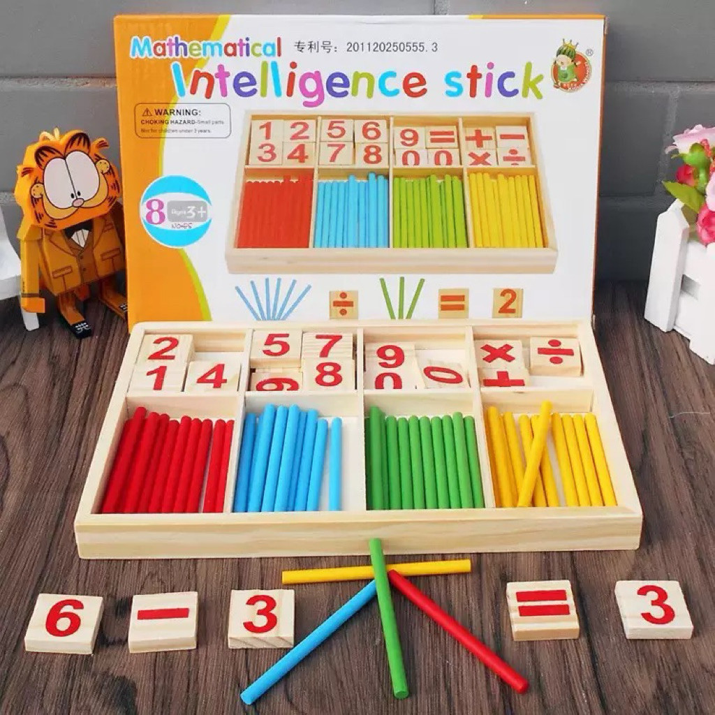 Wooden Digital Stick Counting Game Educational Math Toys | Shopee ...