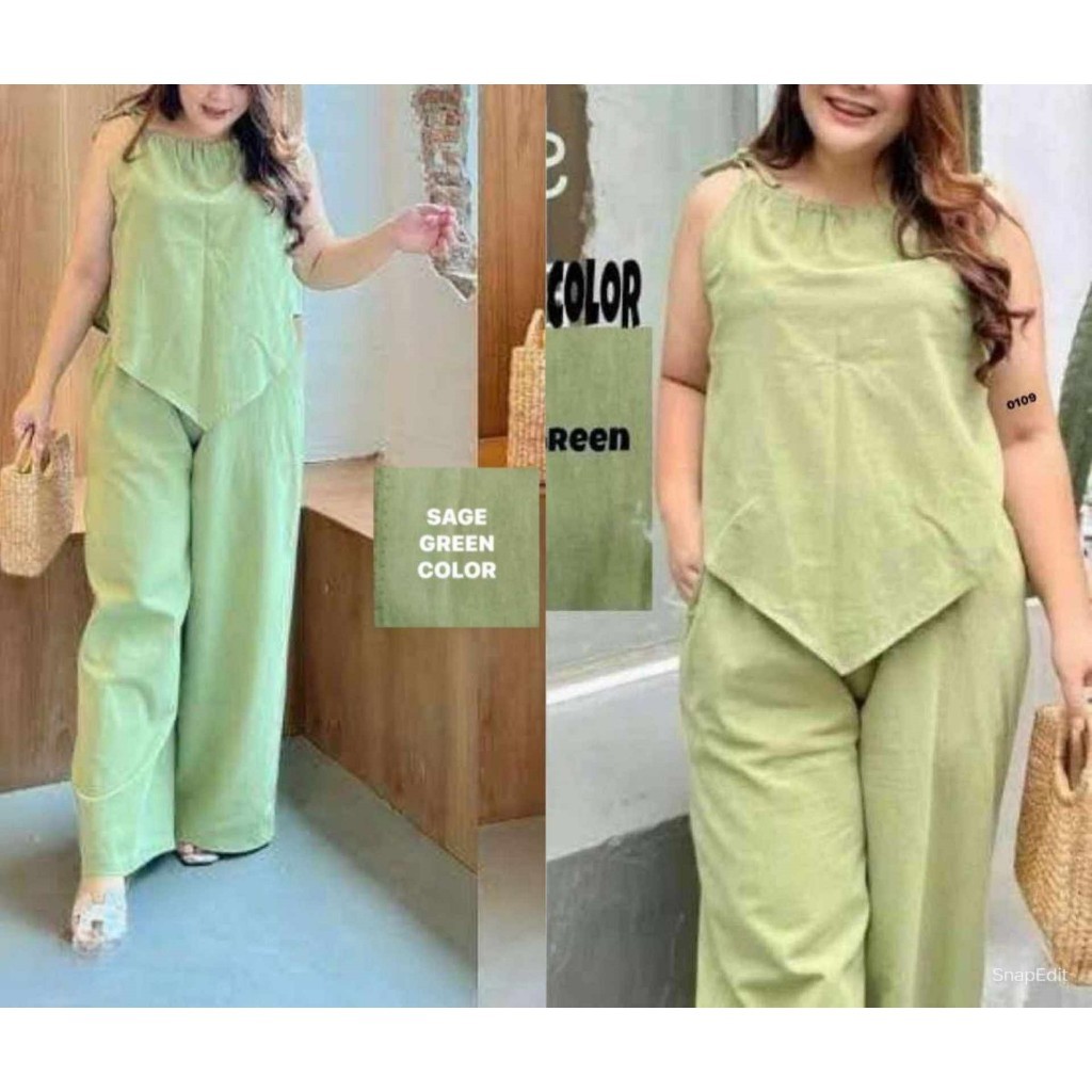 BKK THAILAND LINEN PLUS SIZE COORDS SET | Shopee Philippines