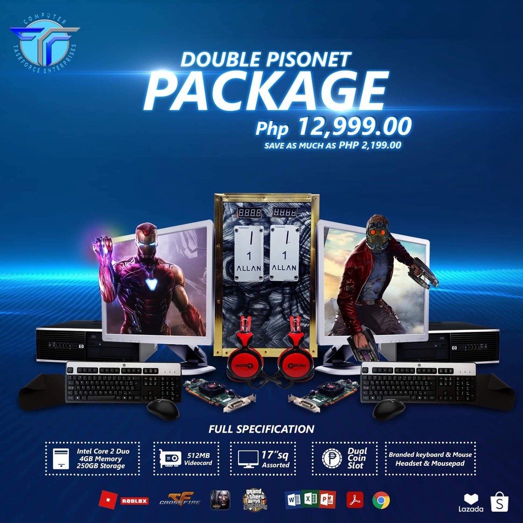 TWIN PISONET PROMO | INTEL CORE 2 DUO| 4GB RAM |250GB HDD |512MB 32BIT ...