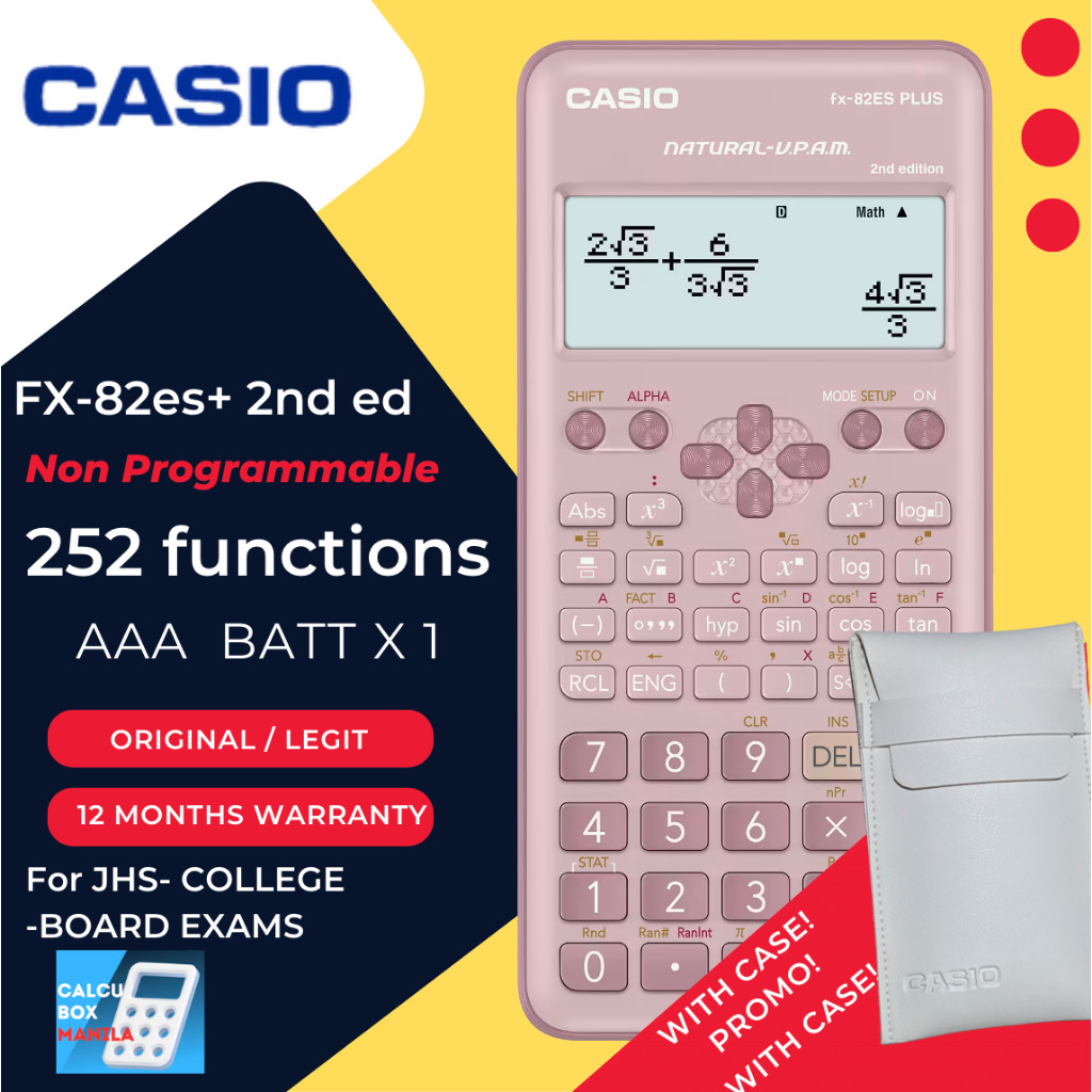 CASIO FX82ES PLUS 2ND EDITION SCIENTIFIC CALCULATOR ORIG WITH LEATHER ...