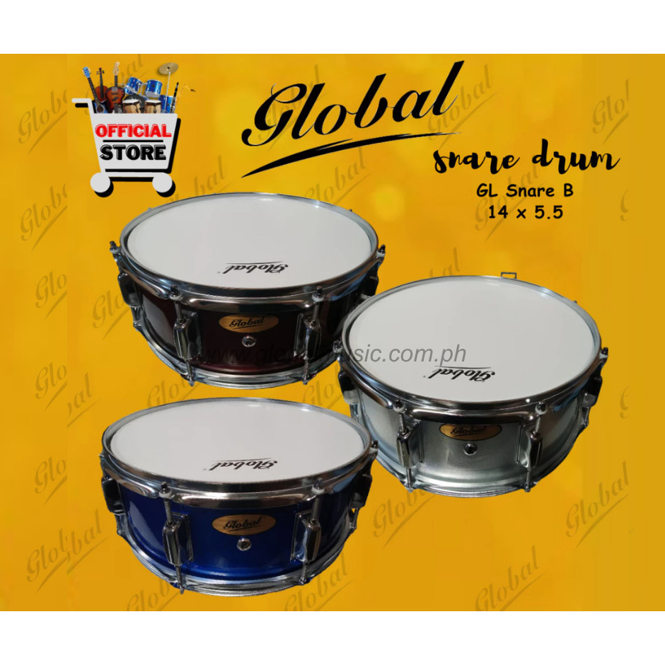 SNARE DRUM GLOBAL GL SNARE B (14 X 5.5) wood drum shell, PVC drum skin ...