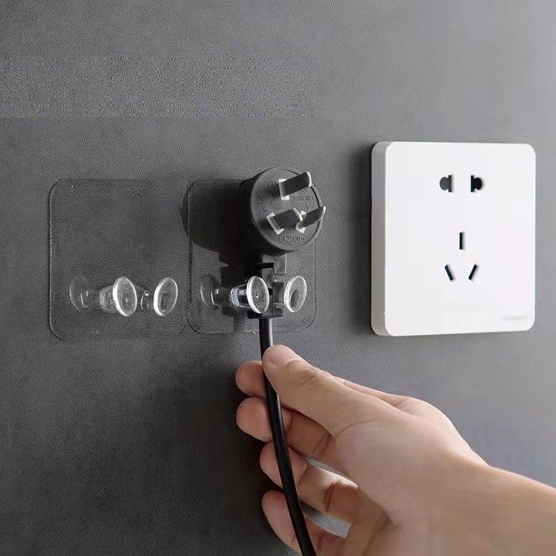 TS Transparent Plug Sticky Hook wall Mount Bracket Kitchen Wall Strong ...