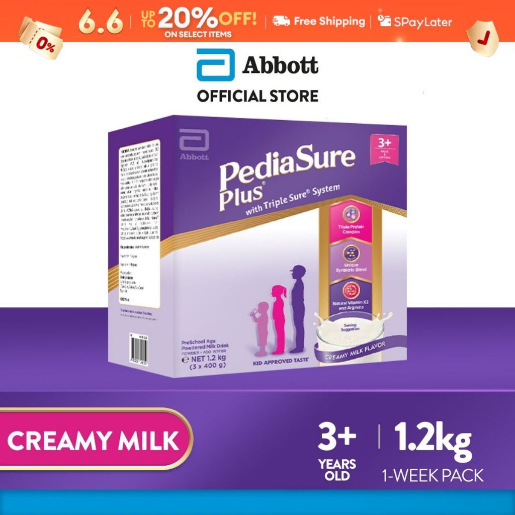 Pediasure Plus 3+ Creamy Milk 1.2kg for Kids Above 3 Years Old Powdered ...