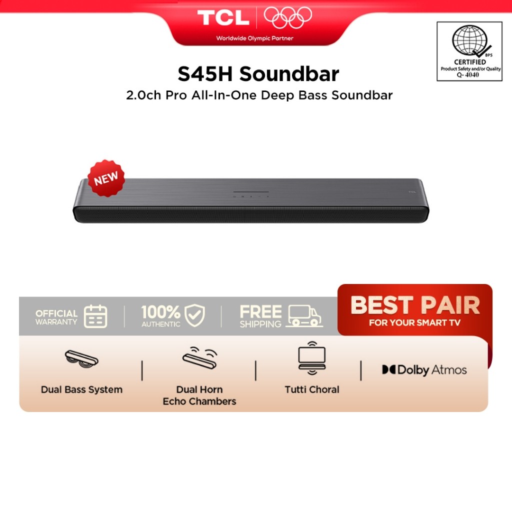TCL TV S45H Wireless Pro All-in-One 2.0 channel Soundbar Speaker System ...