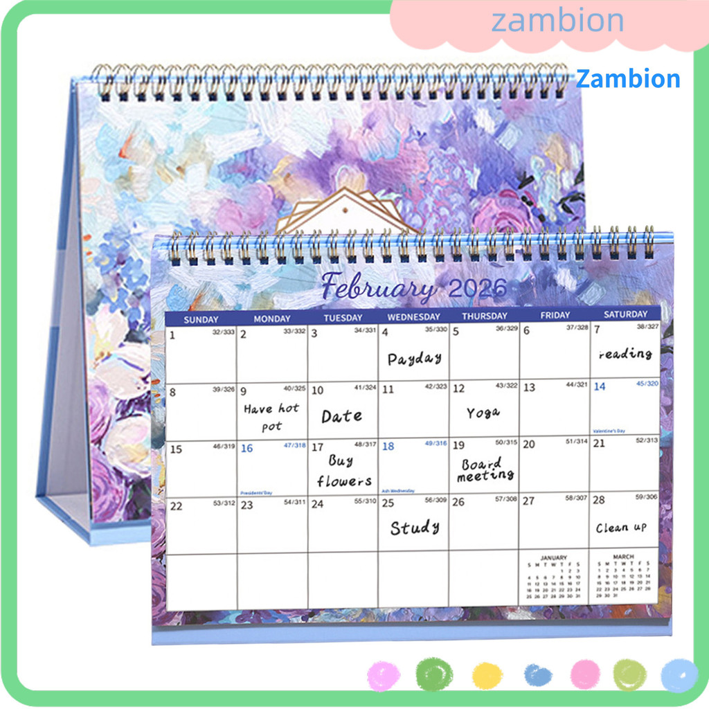 [zambion] 2026 Desk Calendar Standing Flip Desktop Calendar with Twin ...