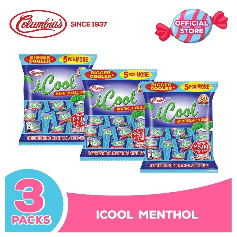 Columbia Candies: Icool Mentholated Gum Bundle of 3 | Shopee Philippines