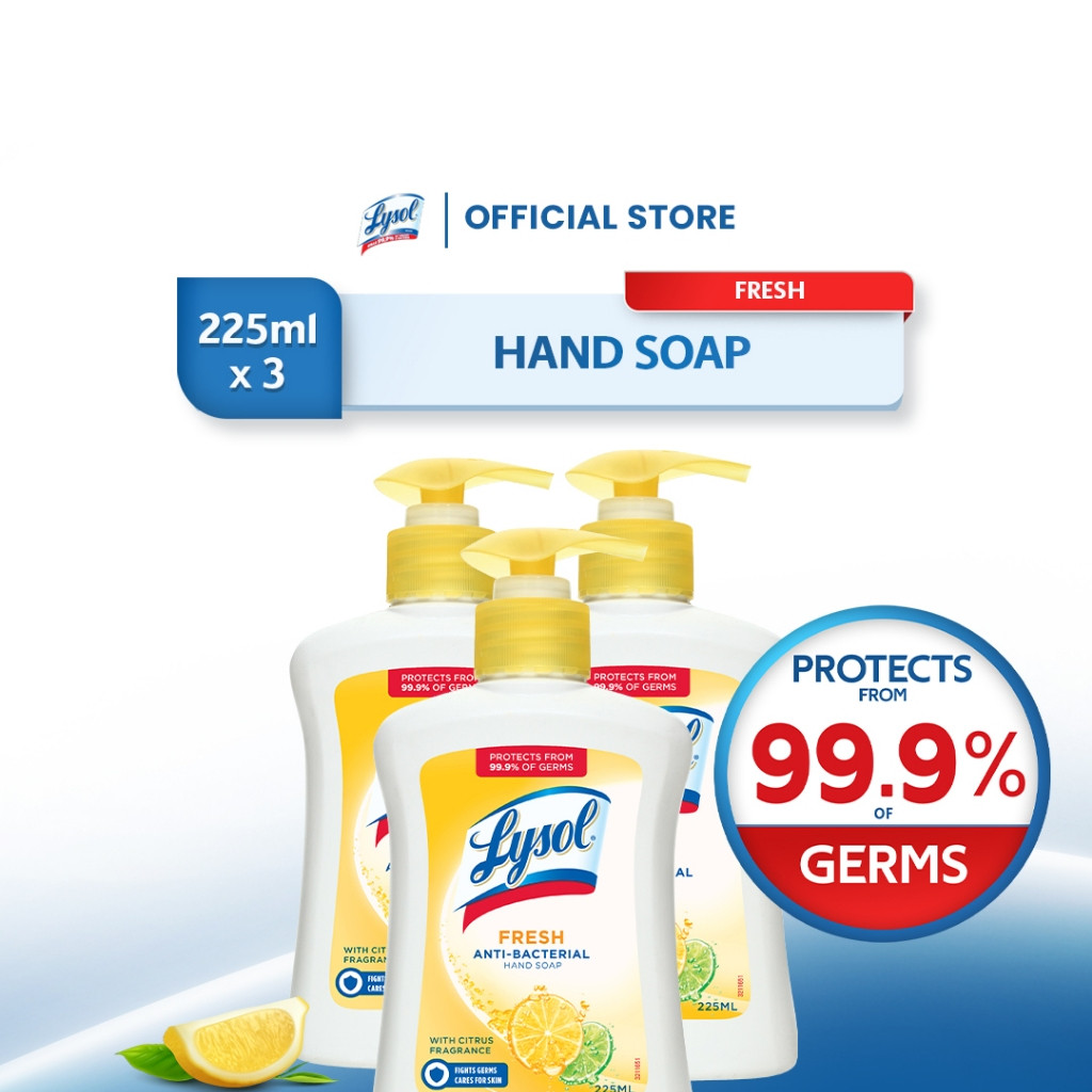 Lysol Antibacterial Hand Soap Fresh 225ml Triple Pack | Shopee Philippines