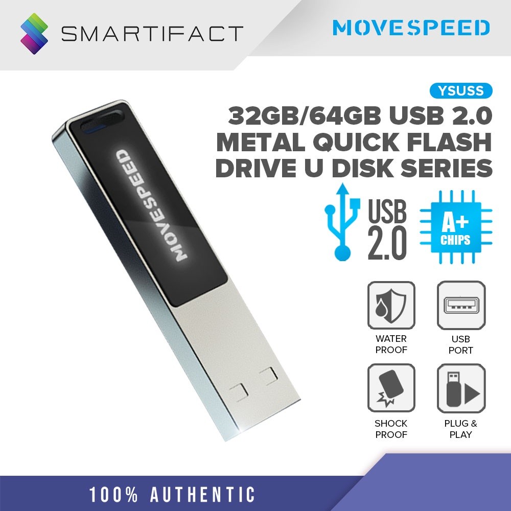 Move Speed 32GB And 64GB USB 2.0 Metal Quick Flash Drive Customized U ...
