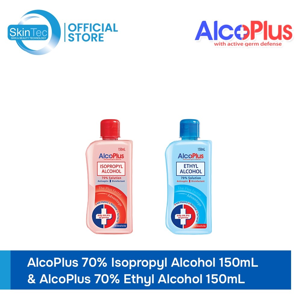 AlcoPlus Red 70% Isopropyl Alcohol (150ml) + Alcoplus Blue 70% Ethyl ...