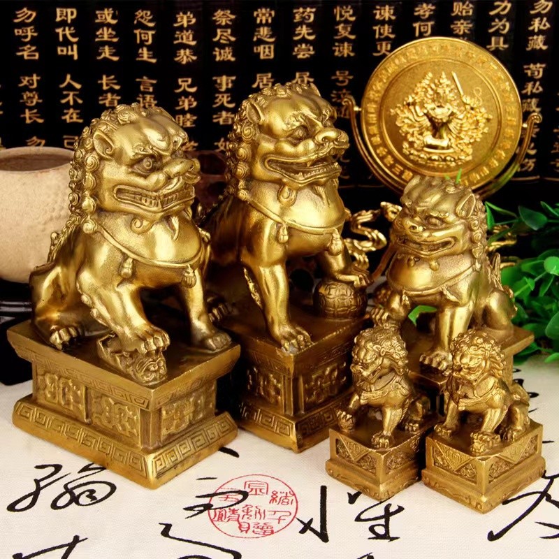 Pair of Fu Dogs Guardian Lion Statues,Best Housewarming Congratulatory ...