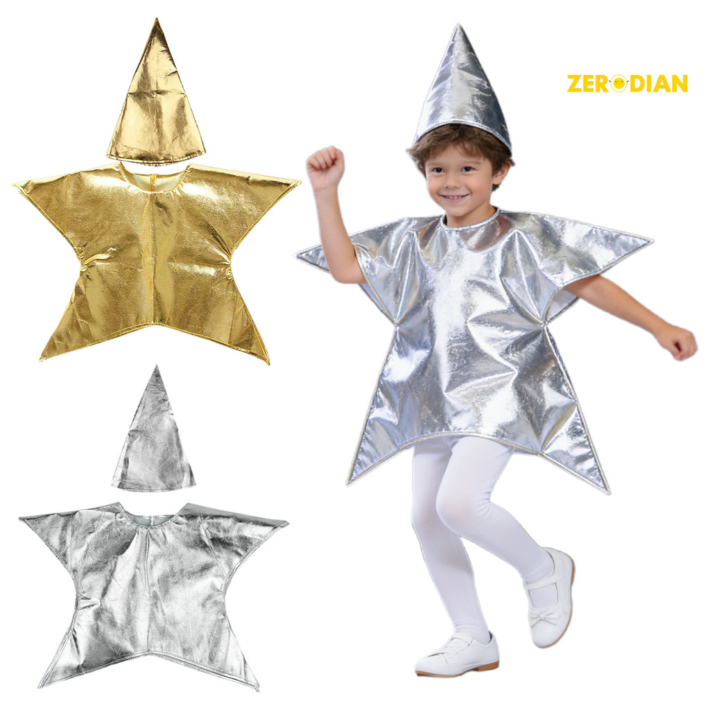 Zerodian Silver/Gold Nativity Star Costume for Kids Christmas Scene ...