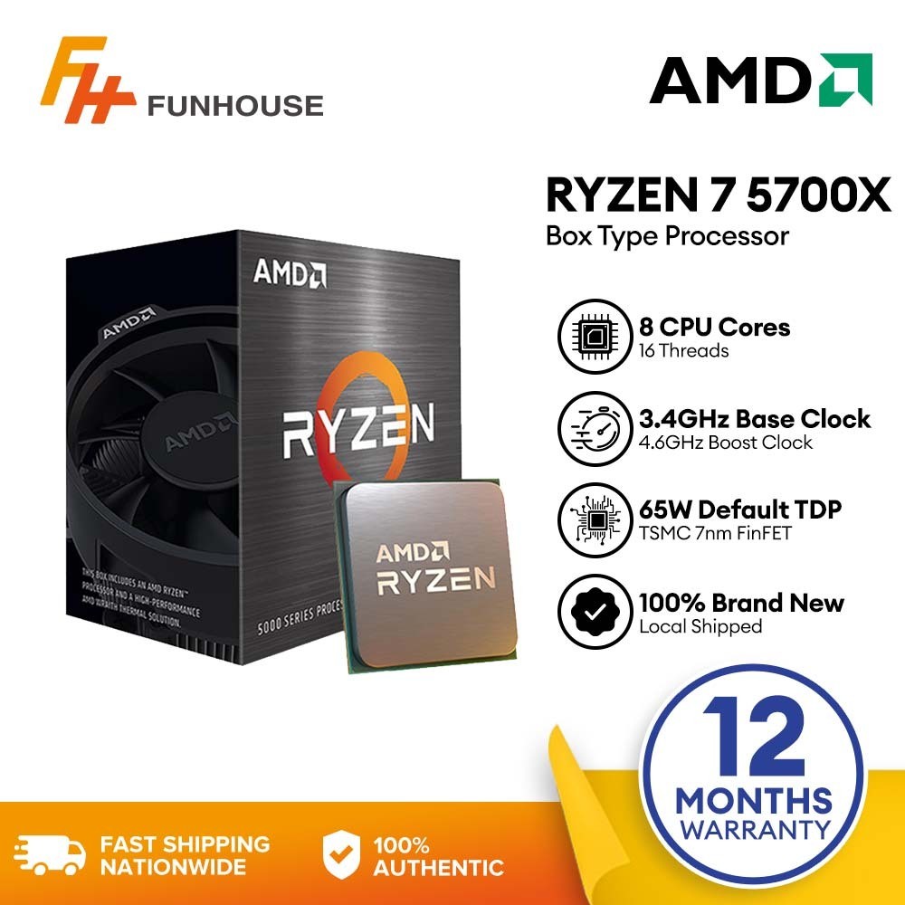 Funhouse | AMD Ryzen 7 5700X Desktop Processor (Socket AM4, CPU Cooler ...