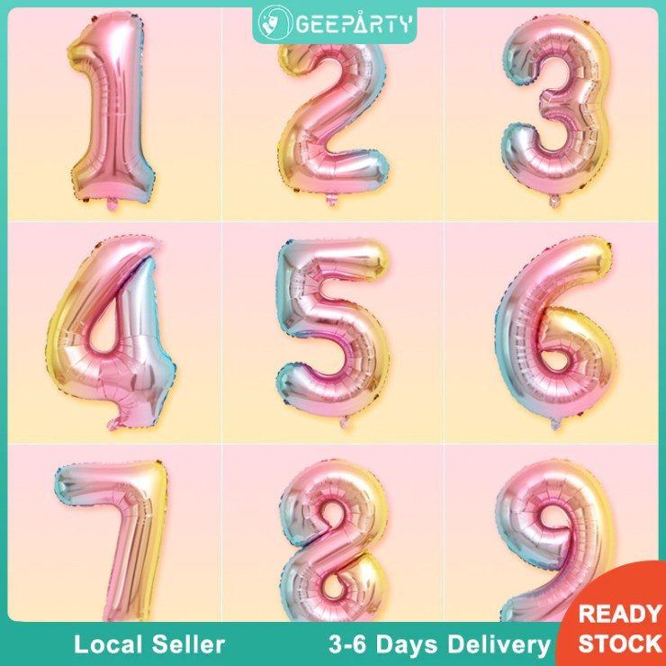 32(hf]Inch.Yc^Gradient Rainbow Color Number Balloons for Birthday Party ...